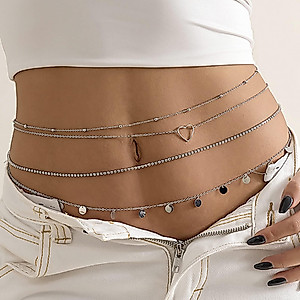 Gold Waist Chain Layered Belly Chain Dainty Boho Body Chain Jewelry for Women Snake Belly Chains Summer Outfits for Women Body Jewelry Gifts