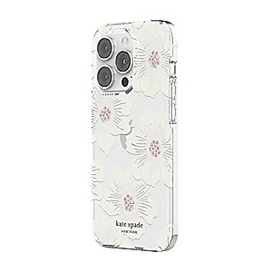 kate spade new york Protective Hardshell Case Compatible with Apple iPhone 14 Pro - Hollyhock Floral Clear [KSIPH-223-HHCCS]
