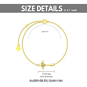 YDD 14k Solid Gold Cross Bracelet for Women Cross Bracelets Jewelry for Women Gold Heart Cross Bracelet Jewelry Gift for Her 6.5''-8.5''