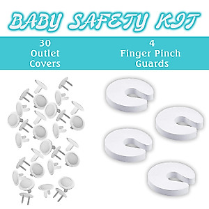 Baby Safety Kit - Outlet Cover - 30 Pack - Finger Pinch Guard - 4 Pack