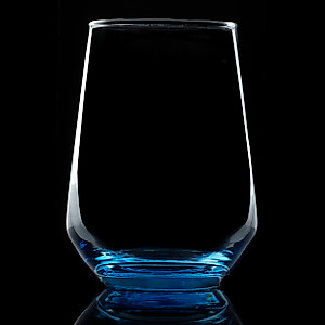 Burns Blue Drinking Glasses, 6 pcs Stemless Wine Glasses Italian-Style, Clear Colored Glass Cup Set, 13 Oz.