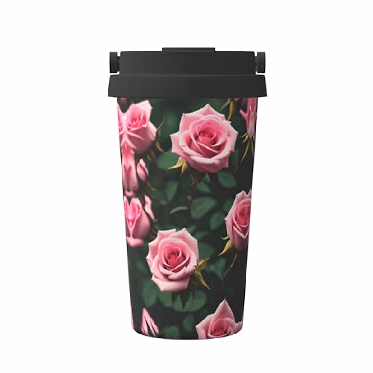 WANGXUEE Red Rose Flowers Print 500ml Stainless Steel Travel Tumbler Double Wall Vacuum Insulated Coffee Mug