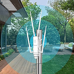 WAVLINK AC1200 Outdoor WiFi Extender with Passive POE Wireless High Power Outdoor Weatherproof Wi-Fi Range Repeater Access Point, Dual Band 2.4GHz 5GHz, 4x7dBi Detachable Antenna