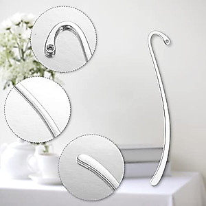 Muzi Hook Bookmark,15 Pcs Silver Plated Smooth Bookmark with Loop Findings Jewelry Making Charms