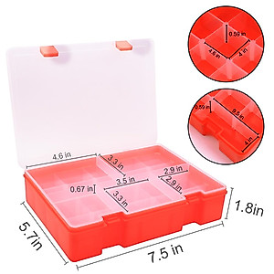 UHOUSE Plastic Creative Options Storage Containers with Adjustable Dividers,Plastic Storage Box with 18 Removable Grids,Jewelry Organizer Compartments for Cosmetics Craft, Toy, Fuse Beads, Washi Tapes