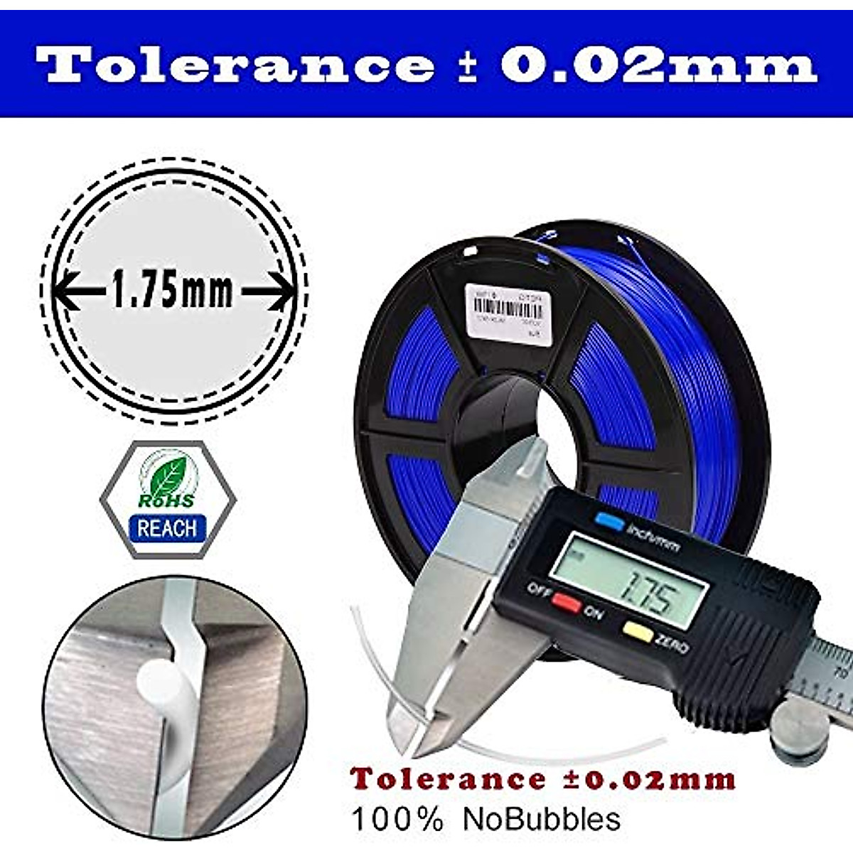 SUNLU PETG 3D Printer Filament, PETG Filament 1.75mm Dimensional Accuracy +/- 0.02 mm, 1 kg Spool, PETG Blue