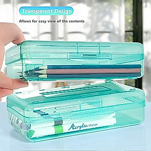 DANRONG Pencil Box, Large Capacity Pencil Case, Plastic Pencil Boxs for Kids Girls Boys Adults, Hard Crayon Box Storage with Snap-Tight Lid for School Office Supplies