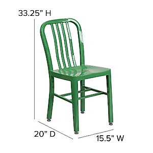 Flash Furniture Gael Commercial Grade 2 Pack Green Metal Indoor-Outdoor Chair
