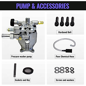 Horizontal 3/4" Shaft Pressure Washer Pump, MAX 3200 PSI 2.4 GPM Replacement Power Washer Pumps, Power Washer Pump Compatible with Honda, Homelite, Troybilt, Simpson