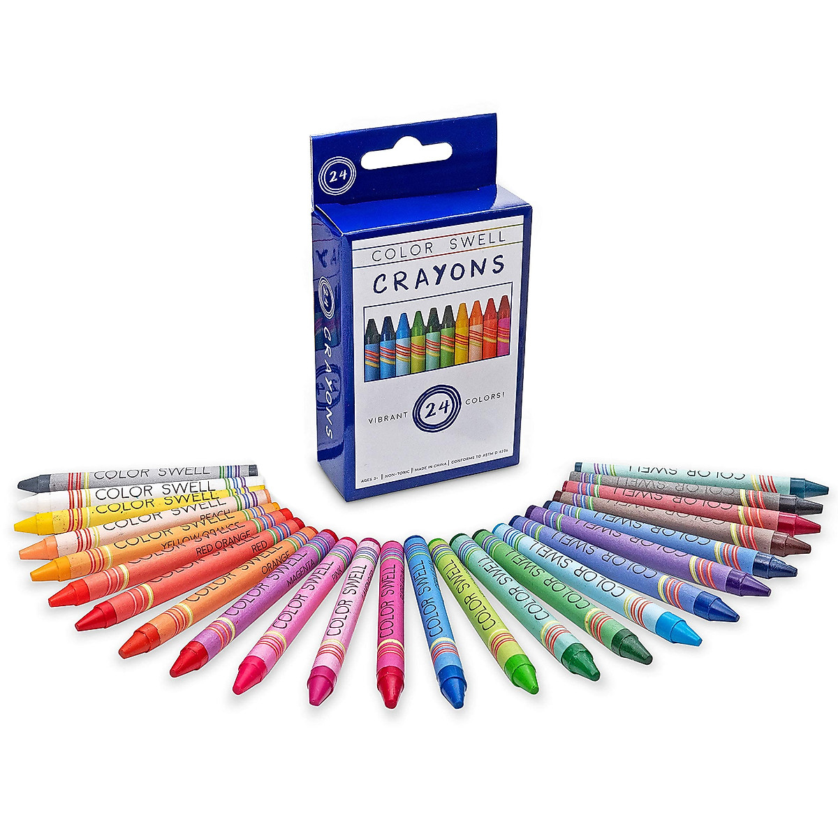 Color Swell Bulk Crayon Packs - 36 Boxes of 24 Vibrant Colored Crayons of Teacher Quality Durable Bulk Crayons for Classroom and Home
