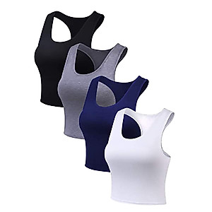 Aniywn Sleeveless Workout Tops for Women Racerback Cropped Tank Top Slim Fitted Exercise Yoga T-Shirts Gym Running Shirts