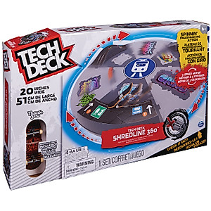 TECH DECK, Shredline 360 Motorized Skate Park, X-Connect Creator, Customizable and Buildable Turntable Ramp Set with Exclusive Fingerboard, Kids Toy for Boys and Girls Ages 6 and up