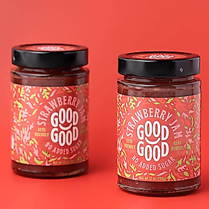 GOOD GOOD No Added Sugar Fruit Jam Variety Pack of 4 - Keto Friendly Jelly - Concord, Strawberry, Apricot and Forest Fruit Jams - Low Calorie, Low Carb and Vegan - 12oz / 330g Jars