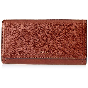 Fossil Women's Logan Leather Wallet RFID Blocking Flap Clutch Organizer, Brown (Model: SL7833200)