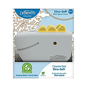 Dr. Brown’s CleanUp Dino-Soft Baby Bath Spout Cover, Soft and Safe on Tub Faucet, Toddler Bathtub Safety for Kids, BPA Free, Certified Plastic Neutral