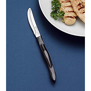 Cutco Table Knives Set of Four with Tray, Four of Cutcos Knife in a Dishwasher-safe Tray, 8.4 Inch Long, 3.4 Inch Double-D Serrated Edge Blades with 5 Inch Classic Brown Handles