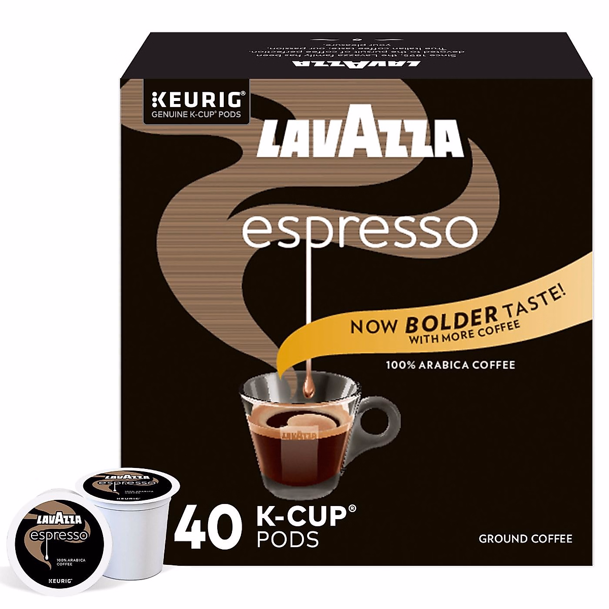 Lavazza Espresso Italiano Single Serve Coffee K-Cup® Pods for Keurig® Brewer, 40 Count, 100% Arabica, Medium roast with intense, aromatic flavor