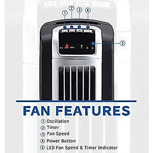 Lasko Oscillating Tower Fan, Remote Control, 3 Speeds, for Bedroom, Kitchen, Office, 36", Black, 2511 & 2535 52" Oscillating Pedestal Fan, 52 Inch, Silver Gray