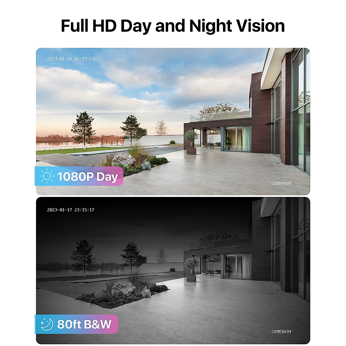 ZOSI 3K Lite Security Camera System Indoor Outdoor,AI Human/Vehicle Detection,Night Vision,Remote Access,4pcs 1080P 1920TVL Weatherproof Surveillance Cameras,H.265+ 8CH 5MP Lite CCTV DVR(NO HDD)