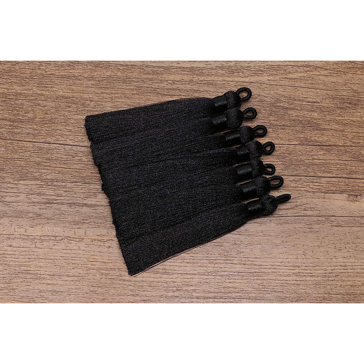 Tupalizy 10PCS Handmade Soft Silky Tassels with Hanging Loop for Bookmarks Keychains Earring Bracelets Jewelry Making Souvenir Graduation Clothing Sewing Gift Tag Art DIY Craft Projects (Black)