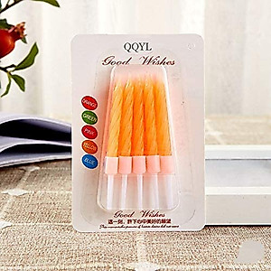 3.5" 5" Short Long Gold Candles for Birthday Cakes Topper Decor for Small Middle Large Birthday Party Cake for Women Child Men Girl (Candy Orange, Short Candle)