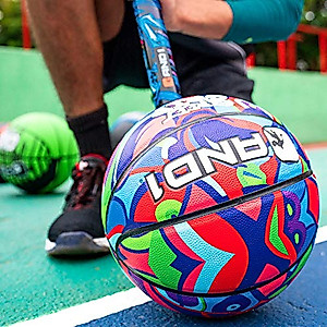 AND1 Street Grip Premium Composite Leather Basketball & Pump- Official Size 7 (29.5”) Streetball, Made for Indoor and Outdoor Basketball Games (Black)