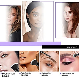 BEASOFEE Perfection Makeup Brushes 5pcs Makeup Brushes Set Synthetic Foundation Powder Concealers Eye shadows Blush Makeup Brushes with Black Bag (Black)