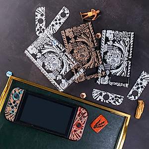 RHOTALL Hard Shell Compatible with Nintendo Switch for Monster Hunter Rise Sunbreak Style, Dockable Case for Switch, Protective Accessories Cover Case for Switch and Joy Con Controller, Black & White