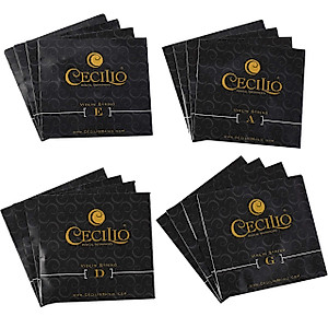 Cecilio 4 Packs of Stainless Steel Violin Strings 4/4 Full Set with E, A, D, G Strings for Electric and Acoustic Violins - Reliable and Affordable Replacement for your Fiddle
