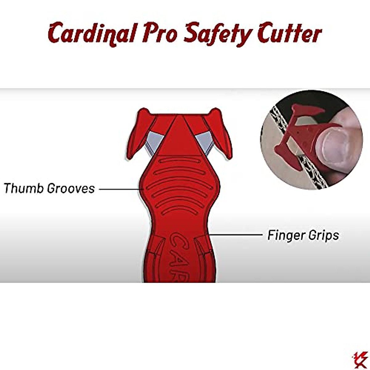 Cardinal Pro Safety Box Cutter Safety Package Opener Safety Box Opener Cut Cardboard Plastic Banding Film Bags Clamshell Cutter Box Cutter with Guard Safety Cutter - Disposable Recyclable (10, Red)