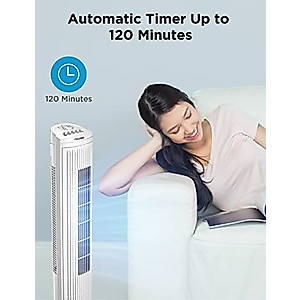 PELONIS 30 Inch Oscillating Tower Fan with 3 Speed Settings and Auto-off Timer, Standing Fan PFT28A2BWW, White