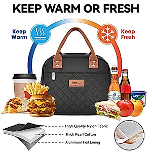 HOMESPON Lunch Bag for Women Work Portable Insulated Lunch Box Large Lunch Tote Bag Cooler Bag With Pocket Lunchbag For Office Work Picnic Hiking School Beach Workout