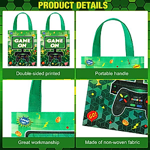 Photect 24 Pcs Video Game Party Gift Bags Non Woven Party Favor Bags for Boys Game Theme Goodie Treat Candy Bags with Handles for Kids Gaming Birthday Party Baby Shower Supplies Decorations