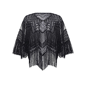 BABEYOND Gatsby Shawl Wrap for 1920s Evening Party Night Cape for Women Bridal Sequin Capelet