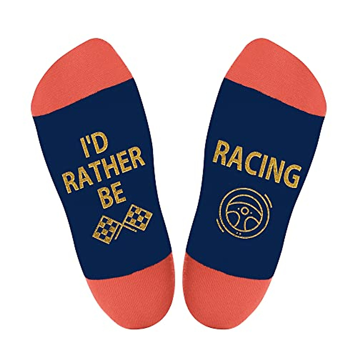 Funny Racing Socks for Men Teen Boys - I’d Rather Be Racing Socks Fun Novelty Cool Crazy Funky Crew Race Socks - Valentines Day Racing Gifts for Speed Racer Lovers Christmas Stocking Stuffers