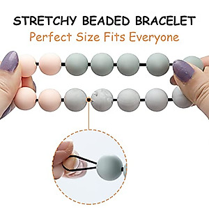 Bisanzoya Beaded Keychain with Tassel, Silicone Key Ring Bracelet, Boho Car Key Chain Wristlet Cute Tassel for Women and Girls (Pink)