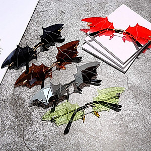 mincl fashion luxury brand men's bat sunglasses vintage frameless sunglasses women unique sunglasses UV400 (black)