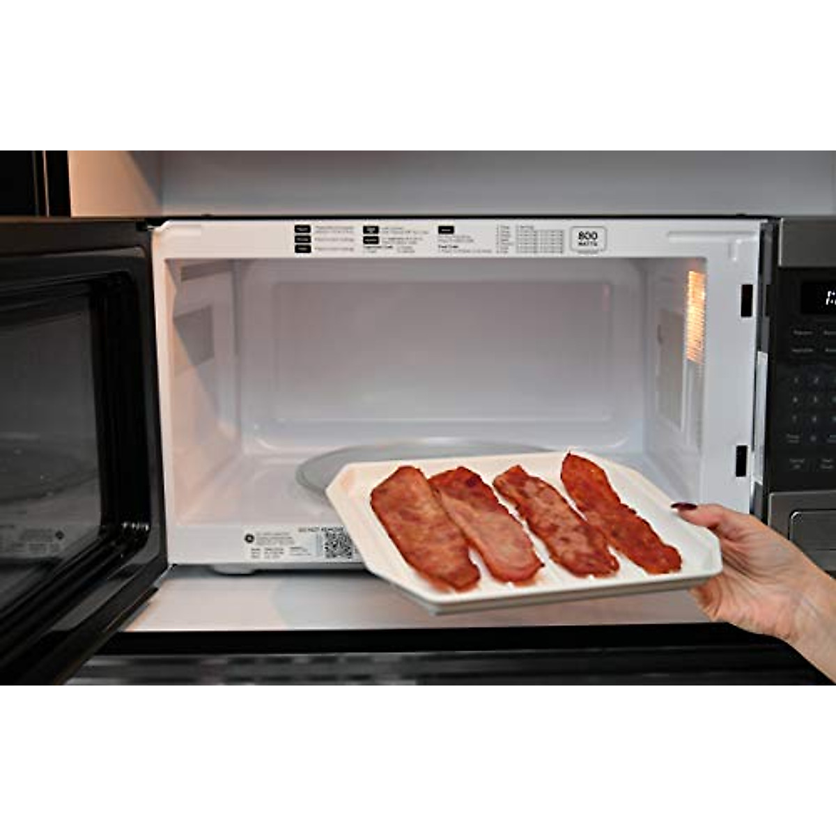HOME-X Microwaveable Bacon Tray, Bacon Serving Dish