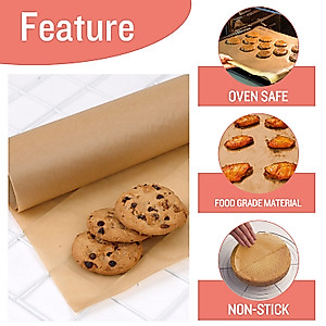 YRYM HT Parchment Paper for Baking 13 in x 164 ft - 177 SQ FT Unbleached Parchment Paper Roll, Heavy Duty Brown Baking Parchment Paper for Air Fryer, Oven