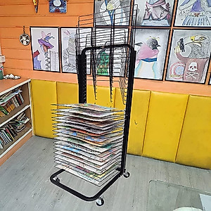 DONGYUE Art Drying Rack for Art Metal Wire Work Display Rack, Art Carts with Wheels for Classroom Art Studios and Home Use. Drying & Print Racks (Size : 57x47x97(25 Layers))