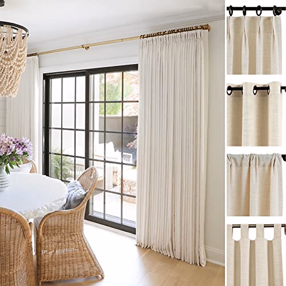 TWOPAGES Liz Linen Curtain Linen Drapery Panel for Living Room Bedroom Patio Door (Custom) 1 Panel