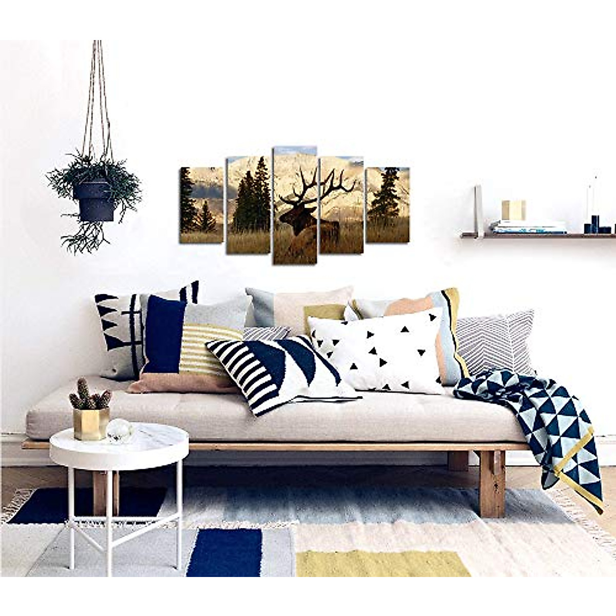 VVOVV Wall Decor - Deer In Autumn Forest Painting Giclee Prints Wildlife Pictures Animal Elk Poster Canvas Art Wall Decor Modern Framed Artwork