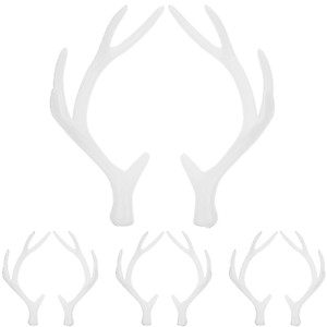 LUOZZY 4 Pair Plastic Deer Antlers Simulation Animals Horn White Reindeer Ear for DIY Crafts Headband Christmas Accessories, 14CM