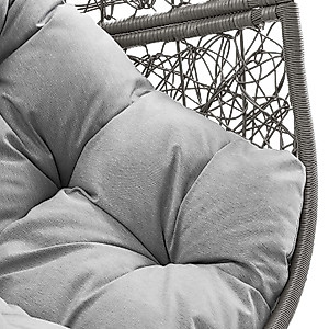 Modway Encase Outdoor Patio Rattan Swing Chair in Gray Gray