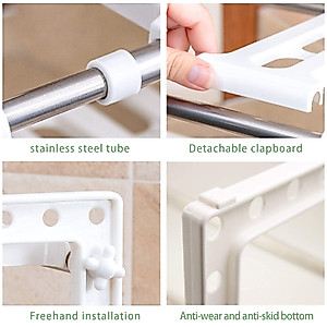 MineSign Under Sink Organizer 2-Tier Expandable Cabinet Shelf with 10 Removable Panels for Kitchen Bathroom Storage,Expand from 19.8 to 27.5 Inches