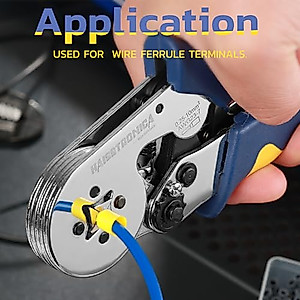 Ferrule Crimping Tool Kit,Haisstronica Self-Adjusting Square Wire Crimper Plier for AWG 23-7 with 1200PCS Red Copper Wire End Terminals,Sleeves Ferrule Ratchet Wire Crimping Tool-Wire End Ferrules