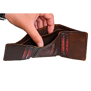 N&S LEATHER Wallet for Men, Slim Mens Wallets for Credit Card and Money Holder - Men's Wallets Card Cases and Money Organizers - Men's Minimalist Compact Card Wallet (Crazy Brown)