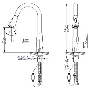 ALFI brand ABKF3889-PC Kitchen Faucet, 14.6"H, Polished Chrome