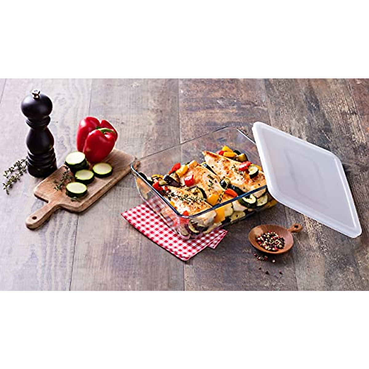 Ôcuisine 334S114 tempered borosilicate glass food storage rectangular, meal prep containers, oven cooking (without lids), BPA FREE, Made in france, Set of 4