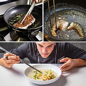 Kitchen Cooking Tweezers Tongs for Food - Set of 2,12-Inch Fine Tip Precision Tongs for Cooking and Serving